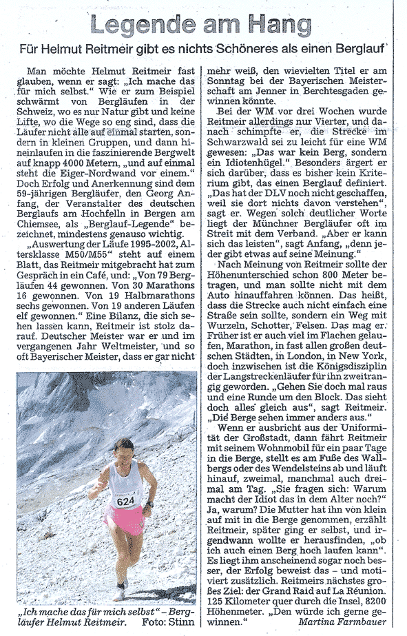 Helmut Reitmeir - World Champion, Marathons, Halbmarathons, Senioren ...